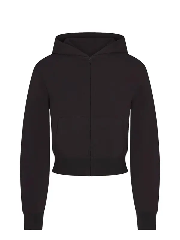 SKIMS Cotton Jersey Zip-up Hoodie - Soot