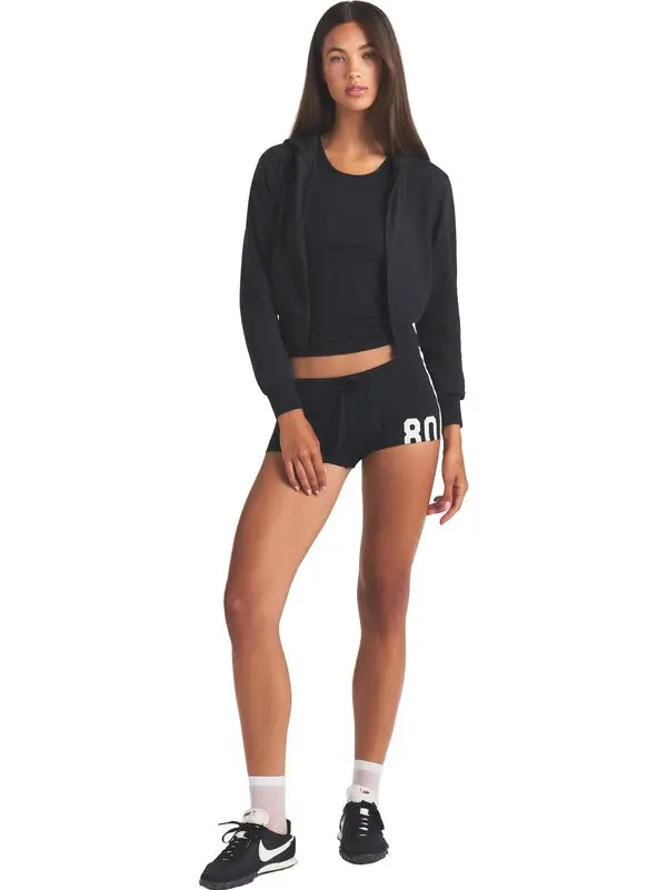 SKIMS Cotton Jersey Zip Up Hoodie - Soot