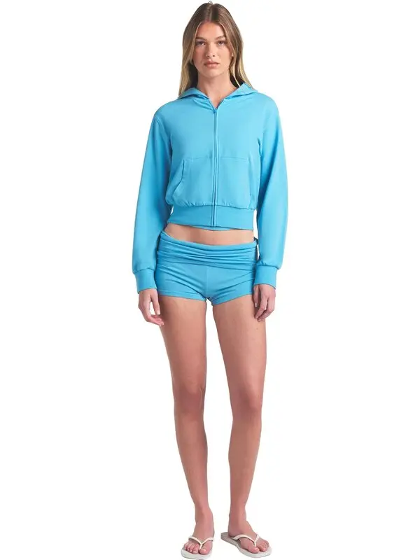 SKIMS Cotton Jersey Zip-up Hoodie - Water