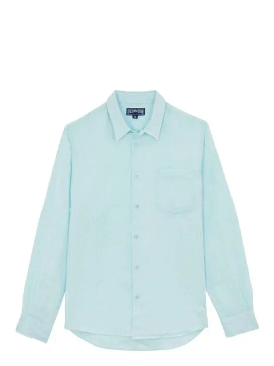 Vilebrequin Linen Shirt Natural Dye Shirt Caroubis - Blue