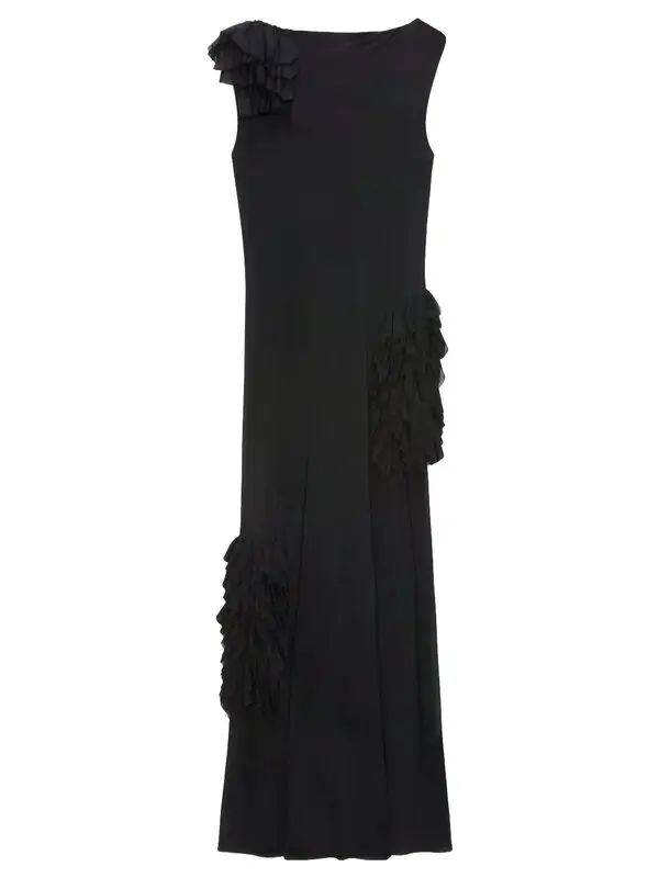 MSGM Ruffle-detail Gown - Black