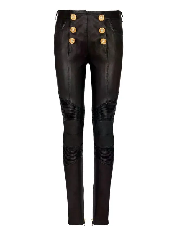 Balmain Leather Trousers - Black