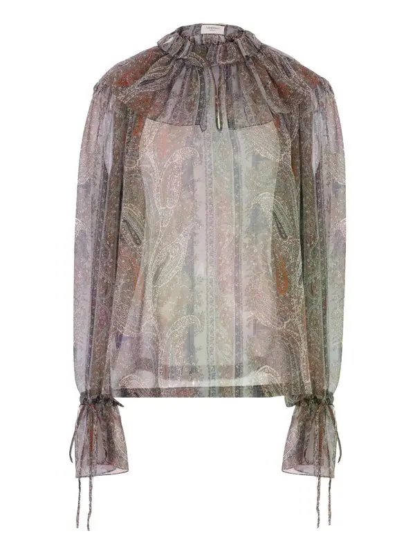 Saint Laurent Paisley-print Blouse - Neutrals