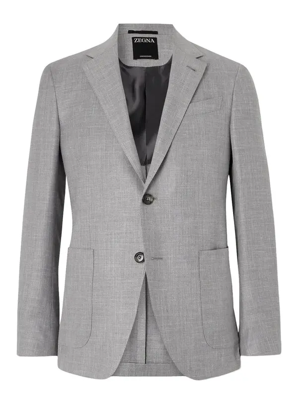 Zegna Riviera Slim-fit Wool, Silk And Linen-blend Suit Jacket - Gray