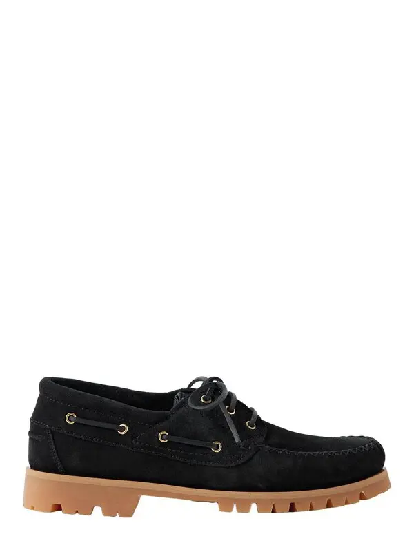 VINNY'S Aztec Suede Boat Shoes - Black