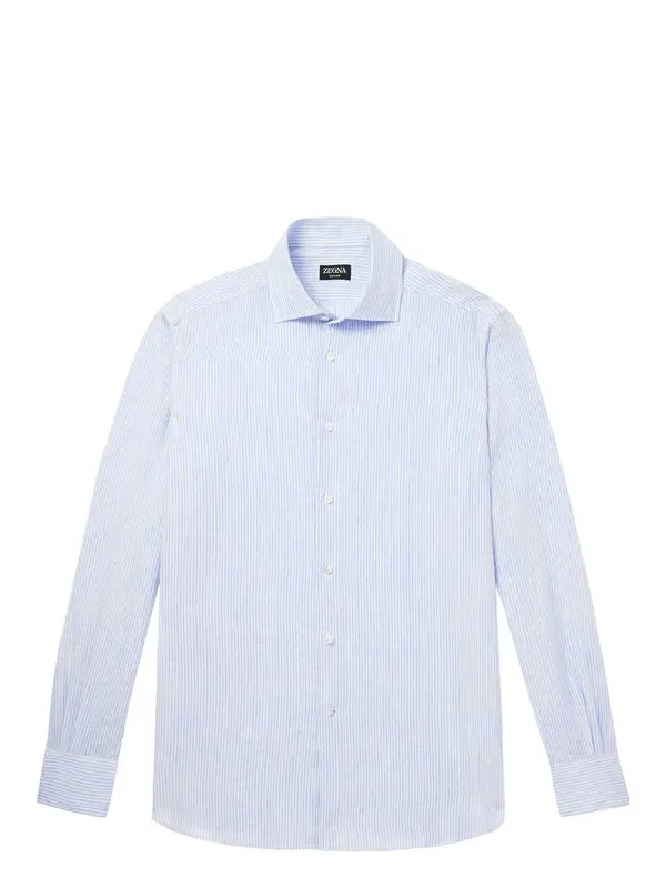 Zegna Oasi Striped Linen Shirt - Blue