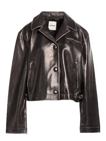 Sandro Lambskin Jacket - Black