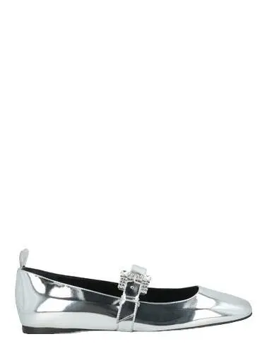 SERGIO ROSSI Leather Ballet Flats - Silver