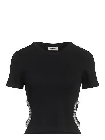 Sandro Knitted Top With Appliqués - Black