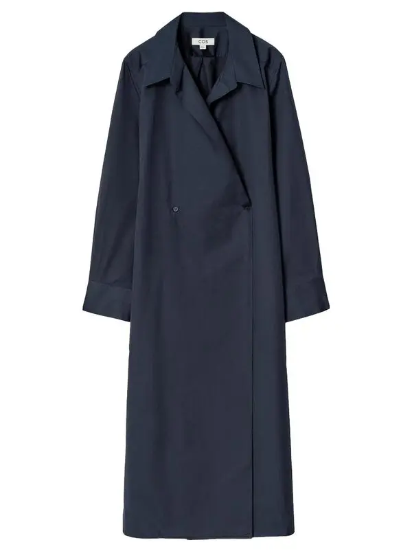 Cos Double-breasted Midi Shirt Dress With Tie Detail - Blue