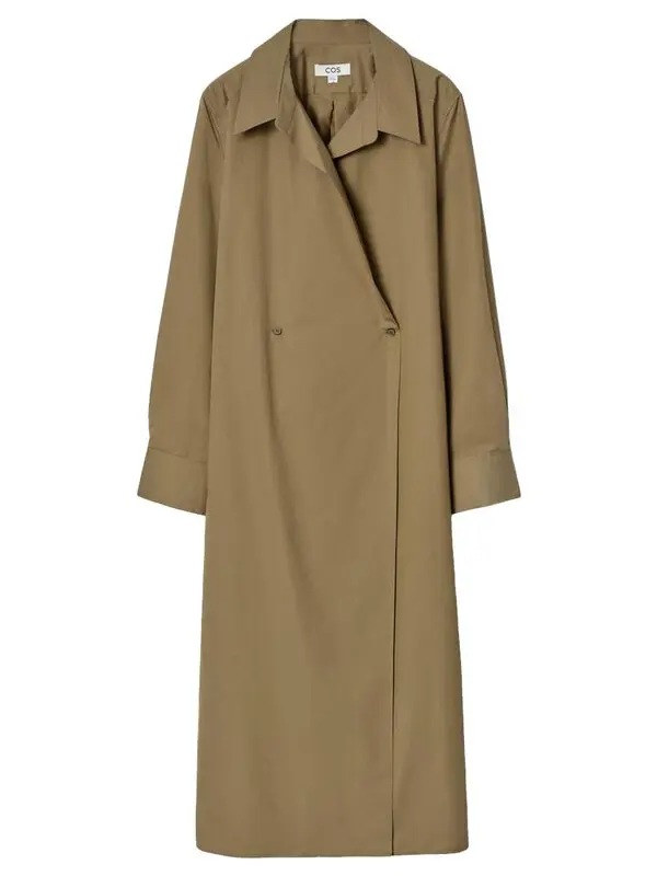 Cos Double-breasted Midi Shirt Dress With Tie Detail - Green