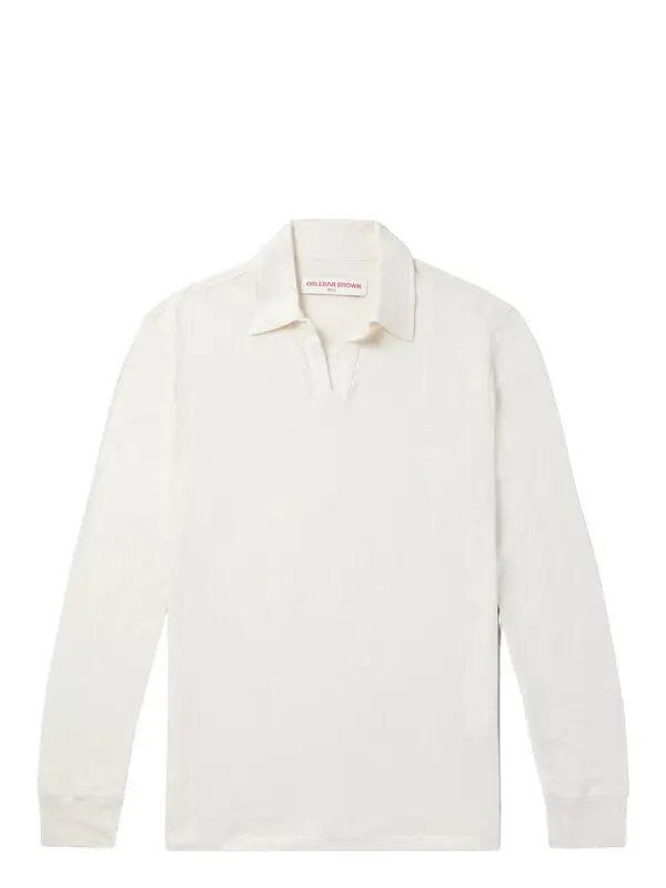 Orlebar Brown Felix Linen-blend Jersey Polo Shirt - White