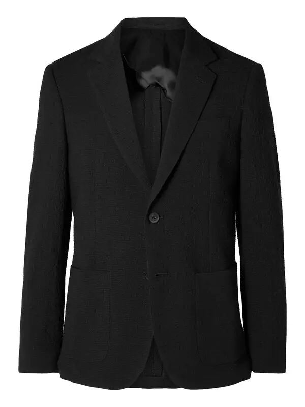 Mr P. Wool-blend Seersucker Blazer - Black
