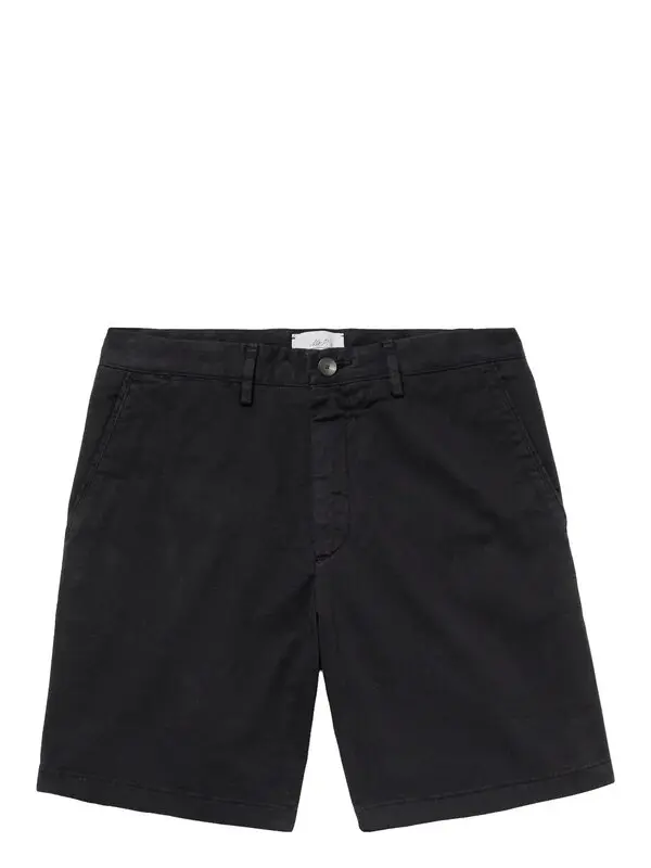 Mr P. Straight-leg Garment-dyed Cotton-blend Twill Bermuda Shorts - Black