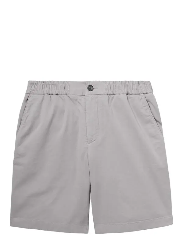 Mr P. Straight-leg Garment-dyed Organic Cotton-blend Twill Shorts - Gray