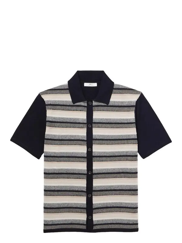 Mr P. Jude Striped Merino Wool Shirt - Black