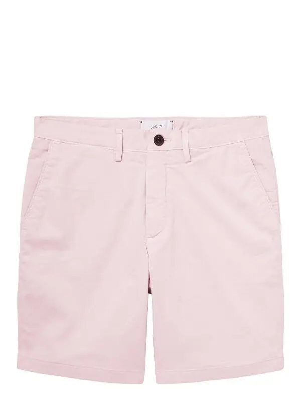 Mr P. Straight-leg Garment-dyed Cotton-blend Twill Bermuda Shorts - Pink