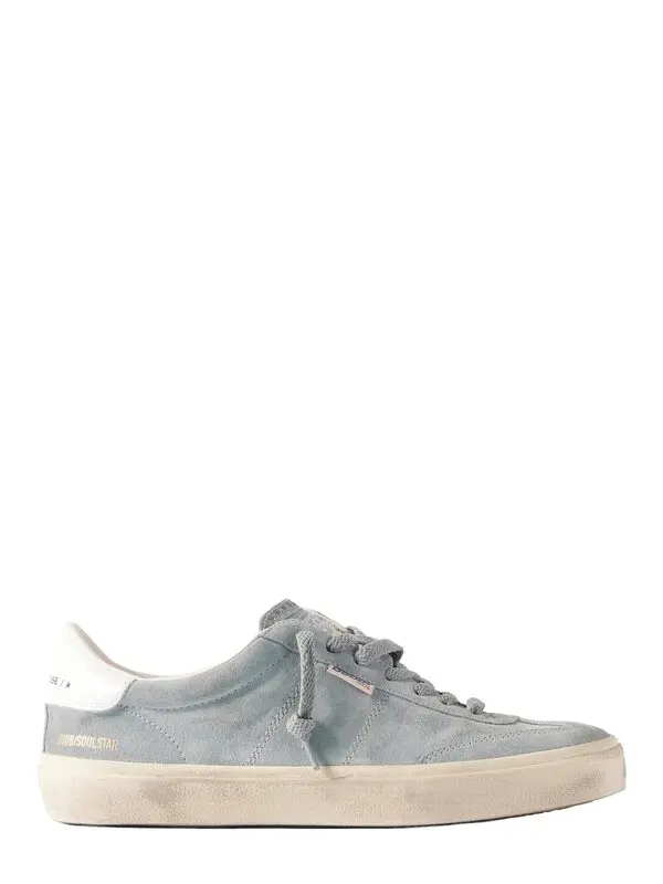 Golden Goose Soul-star Distressed Suede Sneakers - Gray
