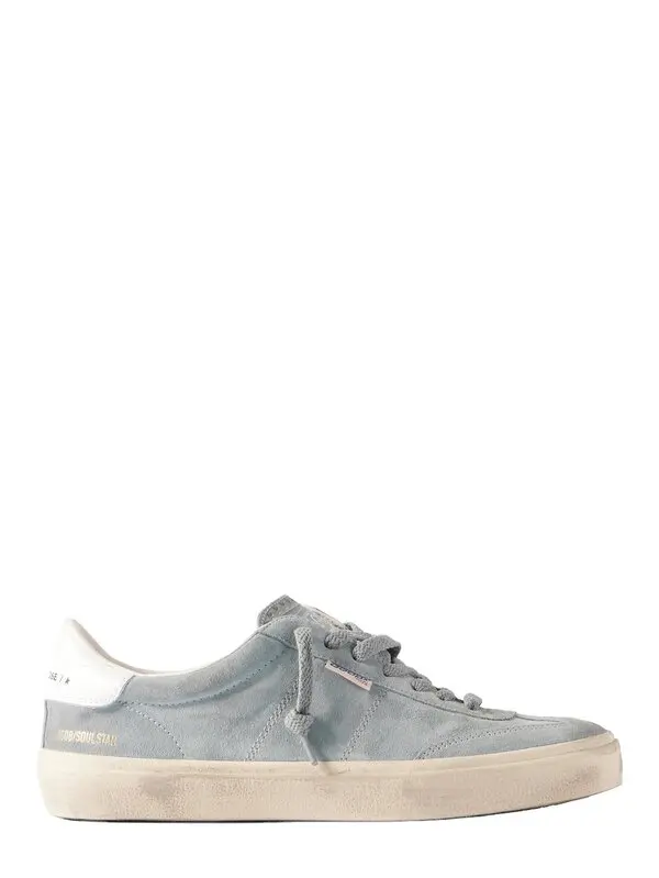 Golden Goose Soul-star Distressed Suede Sneakers - Gray