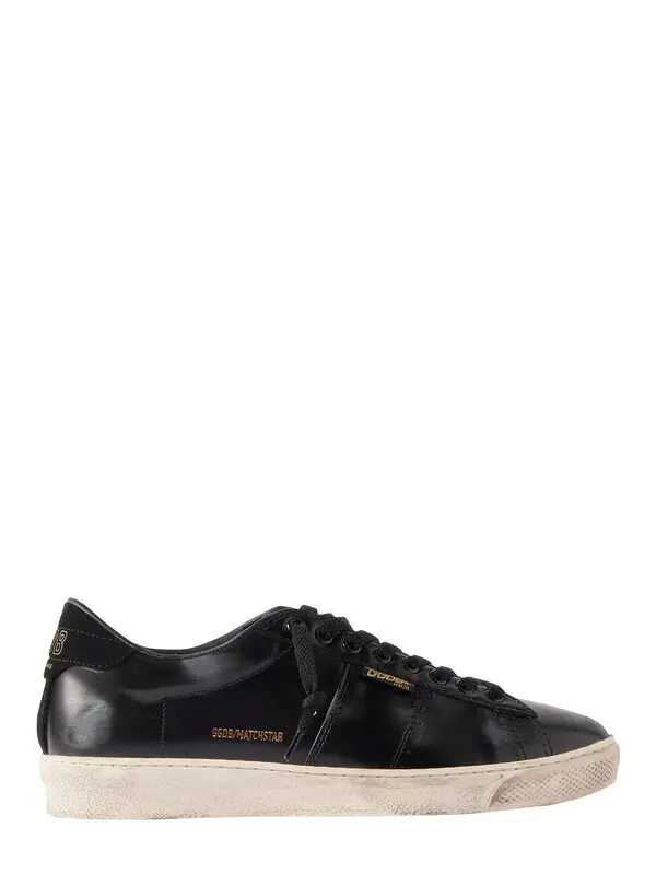 Golden Goose Matchstar Distressed Leather Sneakers - Black