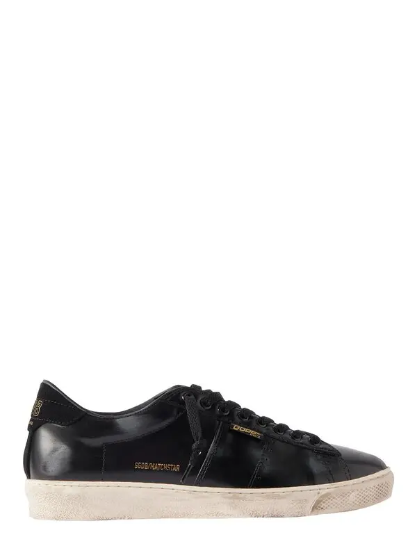 Golden Goose Matchstar Distressed Leather Sneakers - Black