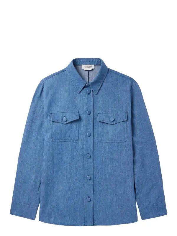 Gabriela Hearst Everly Cotton And Linen-blend Chambray Overshirt - Blue