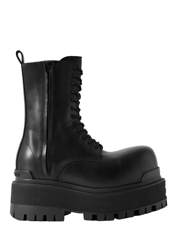 Balenciaga Giant Logo-embellished Leather Boots - Black