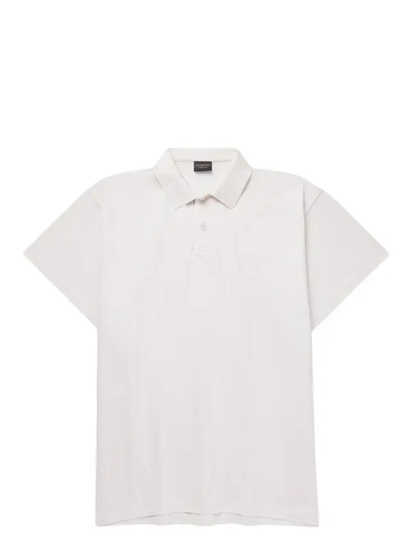 Balenciaga Oversized Layered Logo-embroidered Cotton-piqué Polo Shirt - Neutrals