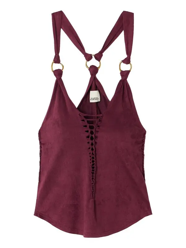 Isabel Marant Sakina Embellished Brushed-jersey Tank - Burgundy