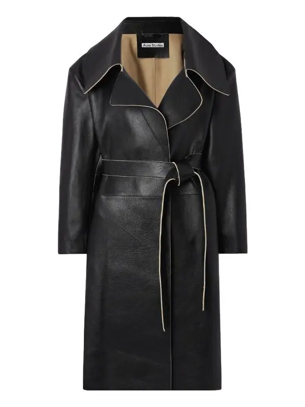 Acne Studios Belted Leather Coat - Black
