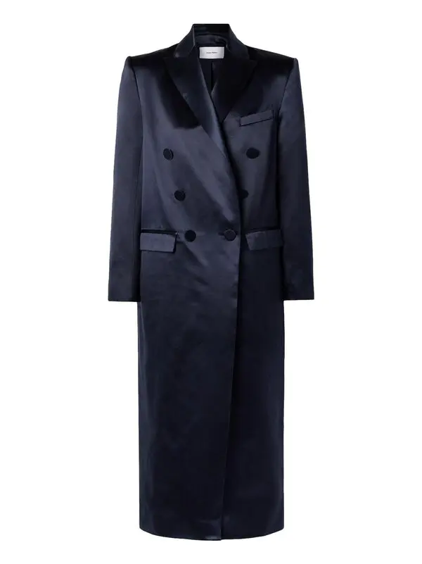 Alex Perry Double-breasted Satin Coat - Blue