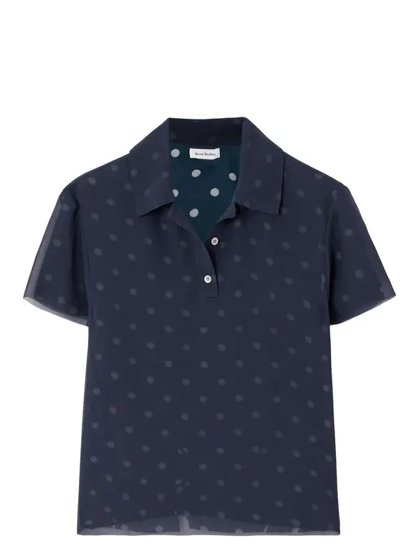 Acne Studios Polka-dot Crepe Polo Shirt - Blue