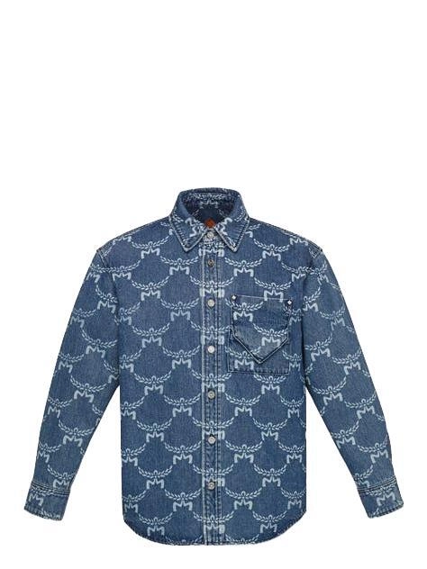 Mcm Lauretos Monogram Denim Shirt - Blue