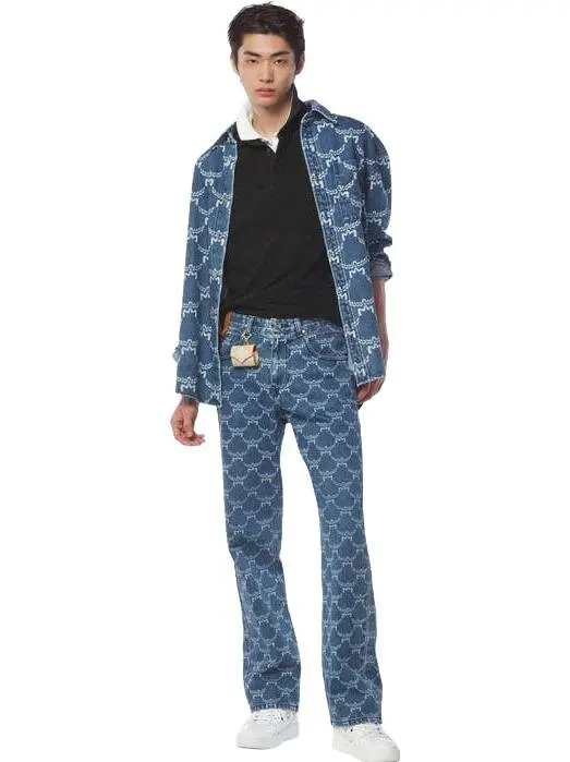 Mcm Lauretos Monogram Denim Shirt - Indigo