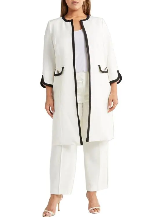 KASPER Long Topper Jacket - Vanilla Ice/ Black