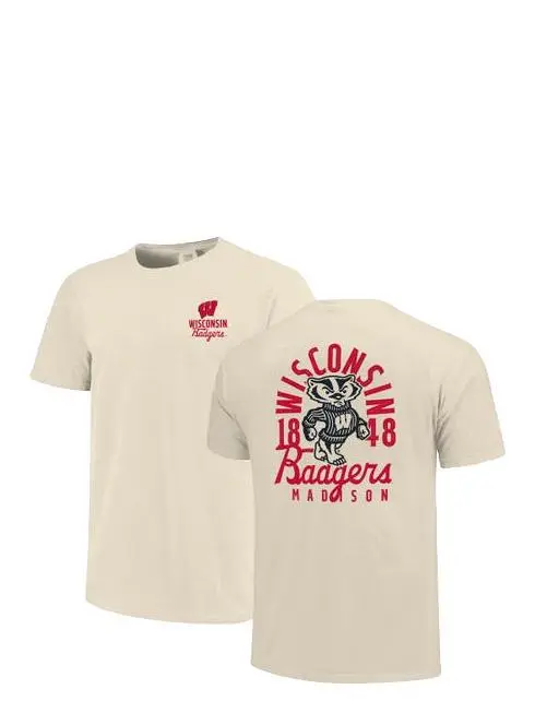 IMAGE ONE Wisconsin Badgers Comfort Colors Mascot Overlay T-shirt - Cream