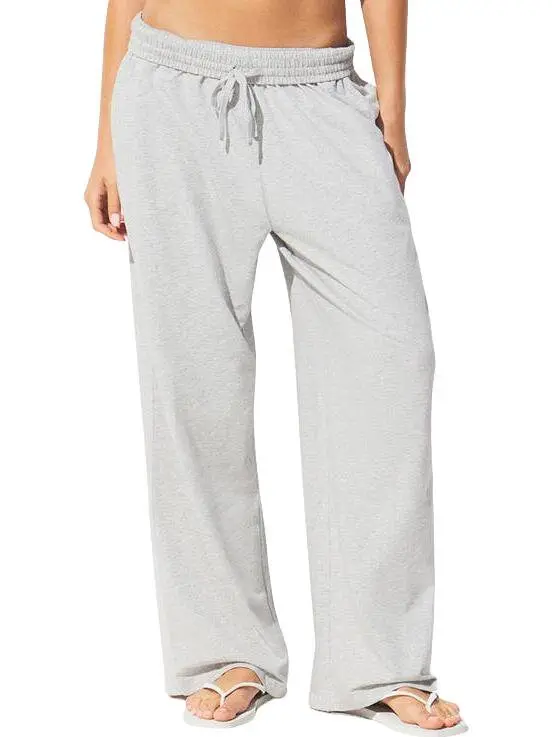 SKIMS Cotton Blend Jersey Wide Leg Pants - Light Heather Grey