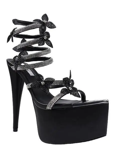 ZIGI Zinnia Embellished Platform Sandals - Black Suede
