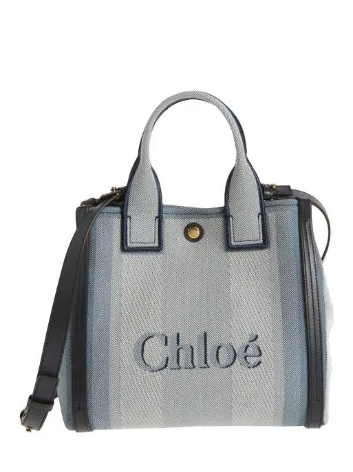 Chloé Logo Canvas Tote - Moonlight Blue