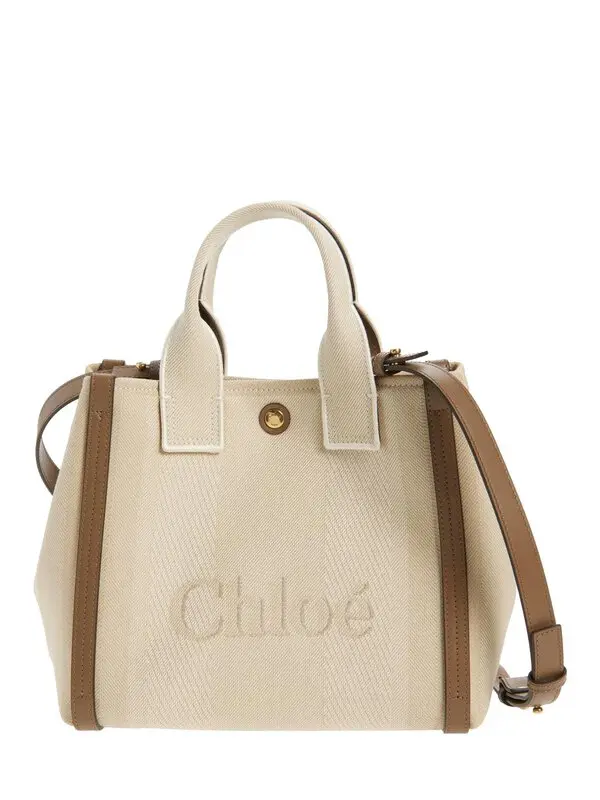 Chloé Logo Canvas Tote - Vegetal Beige