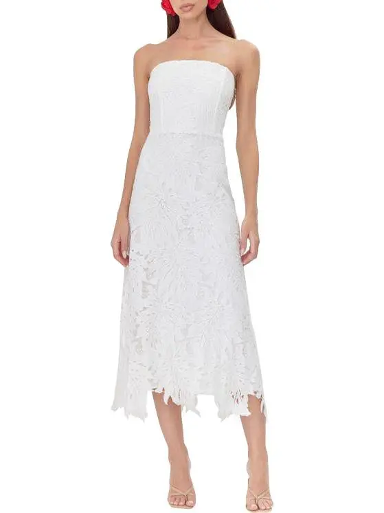 Adelyn Rae Jessika 3d Lace Strapless Midi Dress - White