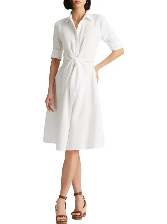 Ralph Lauren Linen Tie-front Shirtdress - White