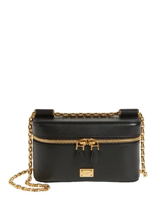 Dolce & Gabbana Sicily Leather Vanity Case Crossbody Bag - 80999 Nero