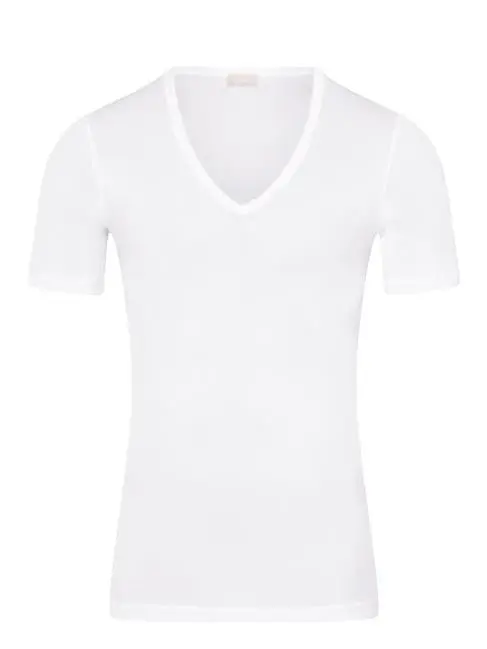 Hanro Cotton Pure Fitted Cotton V-neck T-shirt - White