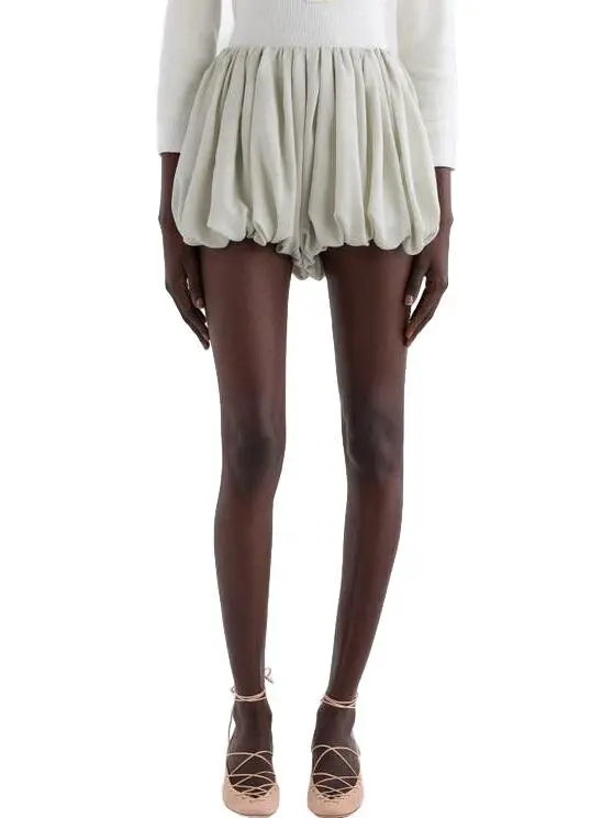 Chloé Flowy Bubble Silk & Wool Shorts - Clear Green
