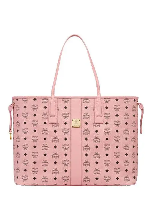 Mcm Large Visetos Shopper With Pouch - Pink