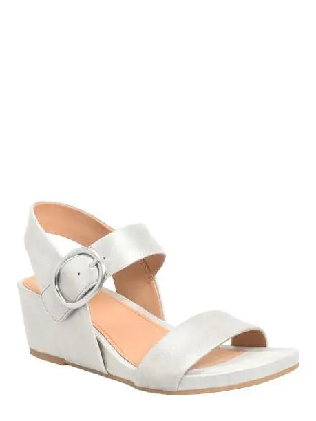 SOFFT Vaya Ankle Strap Wedge Sandal - Silver/ Stone