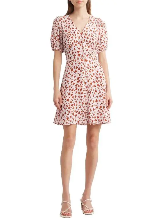 & Other Stories Heart Print Mini Dress - Pink Dusty Light