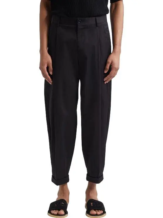 Dolce & Gabbana Double Pleat Cropped Stretch Cotton Pants - N0000 Black