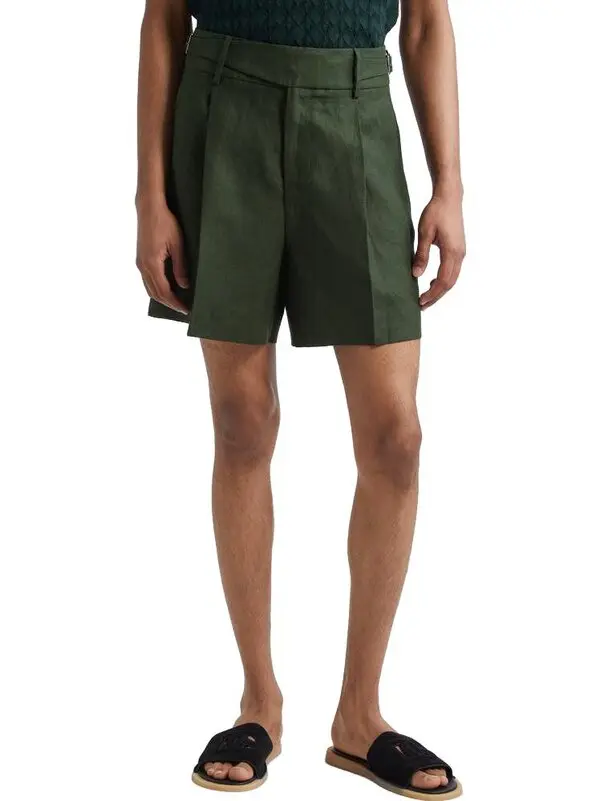 Dolce & Gabbana Side Tab Linen Shorts - V0304 Militare Scuro
